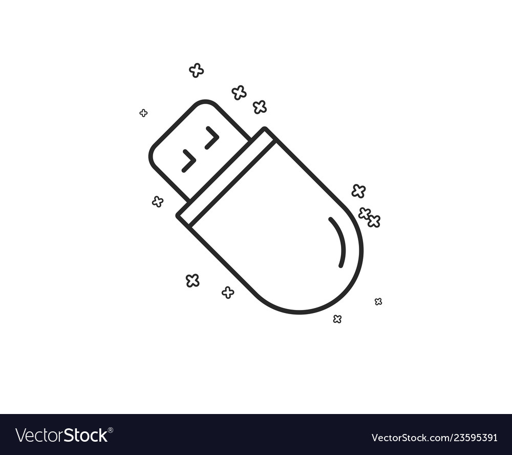 Usb Stick Line Icon Computer Memory Component Vector Image