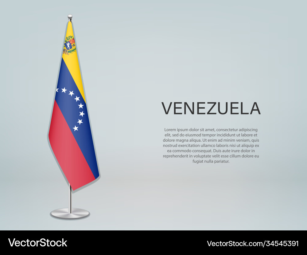 Venezuela hanging flag on stand template Vector Image