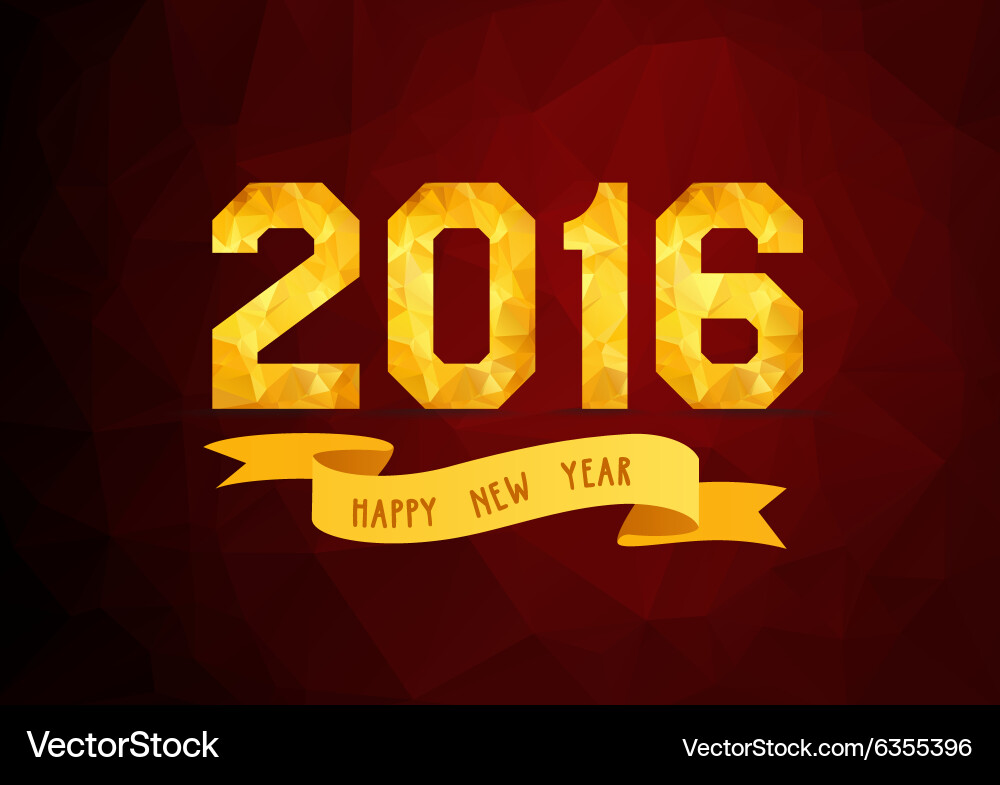 2016 label badge gold geometrical background Vector Image