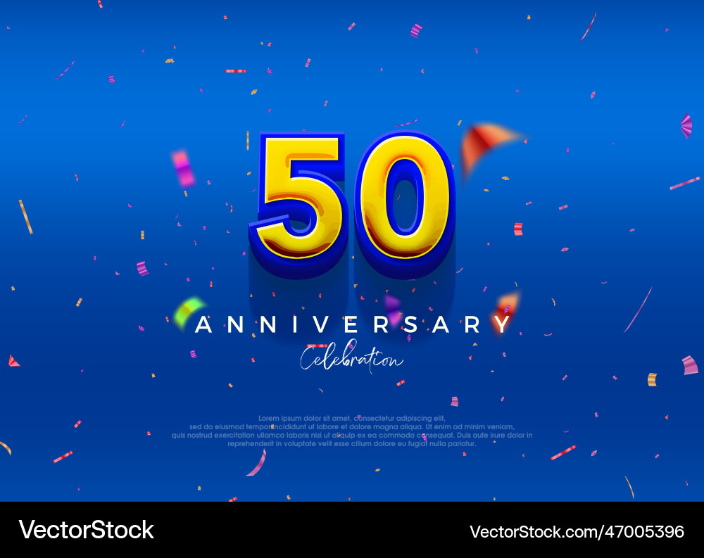 50th anniversary in luxurious blue premium Vector Image