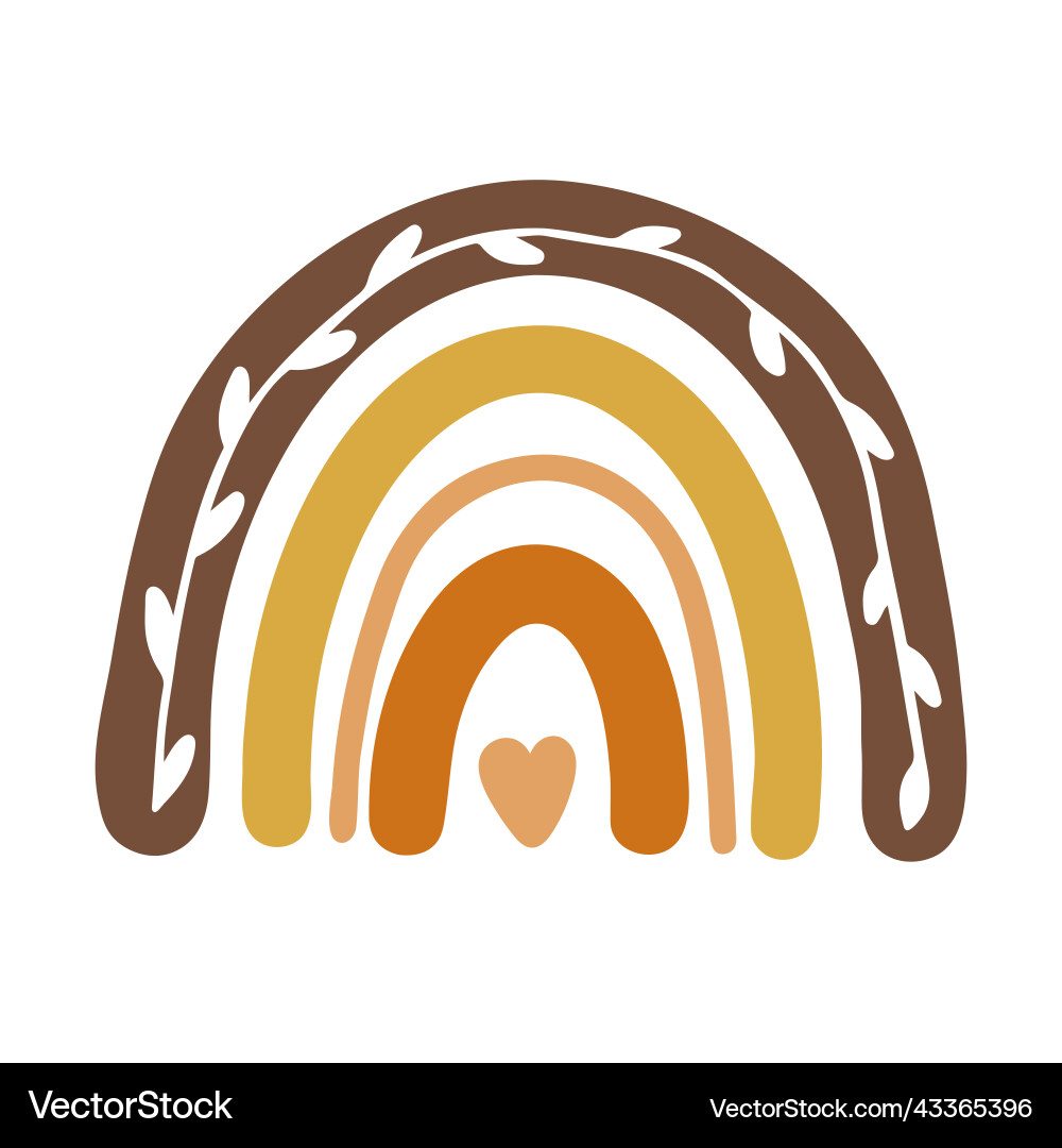 Boho rainbow in pastel and brown colors isolated Vector Image