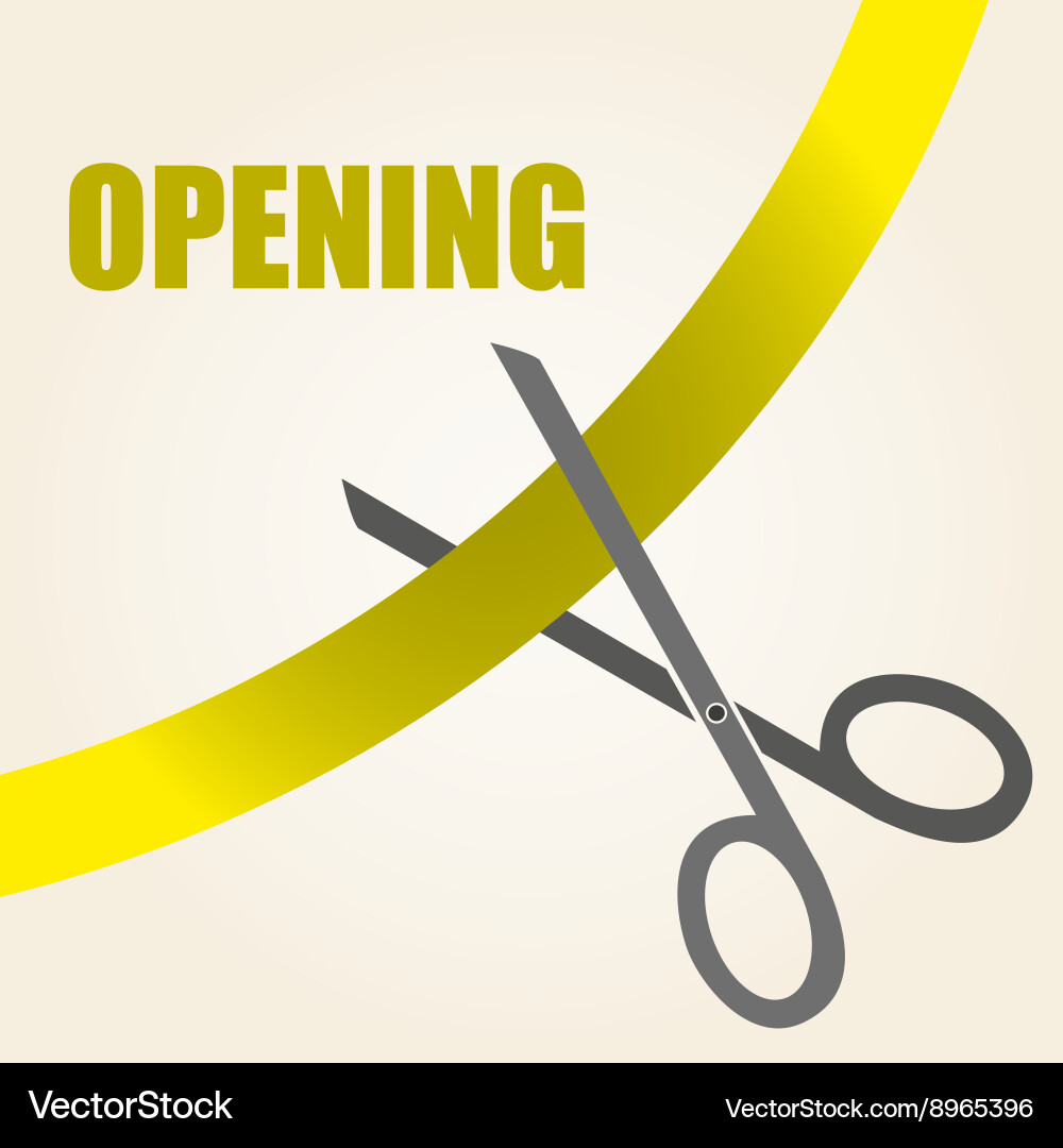 Celebration of opening something with scissors Vector Image