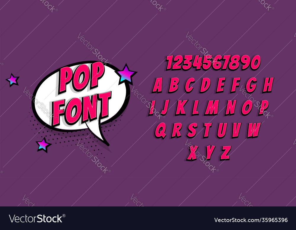 Comic book pop art super hero font Royalty Free Vector Image