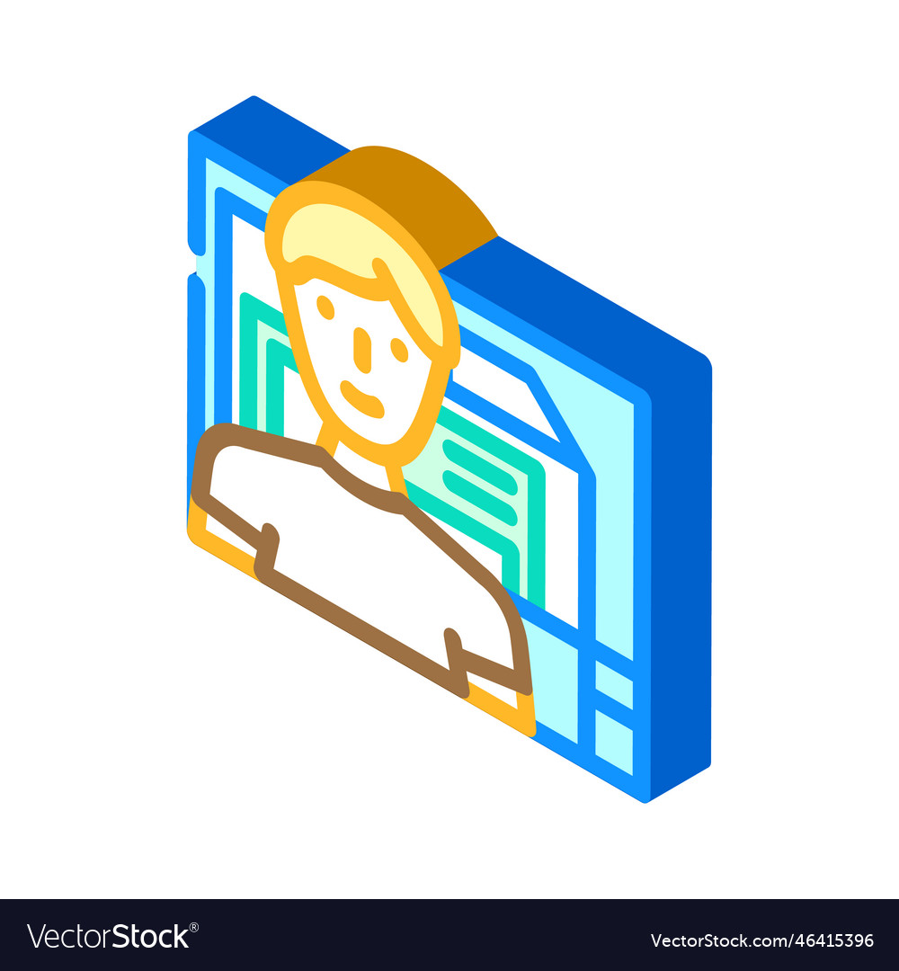 Computer engineer worker isometric icon Royalty Free Vector