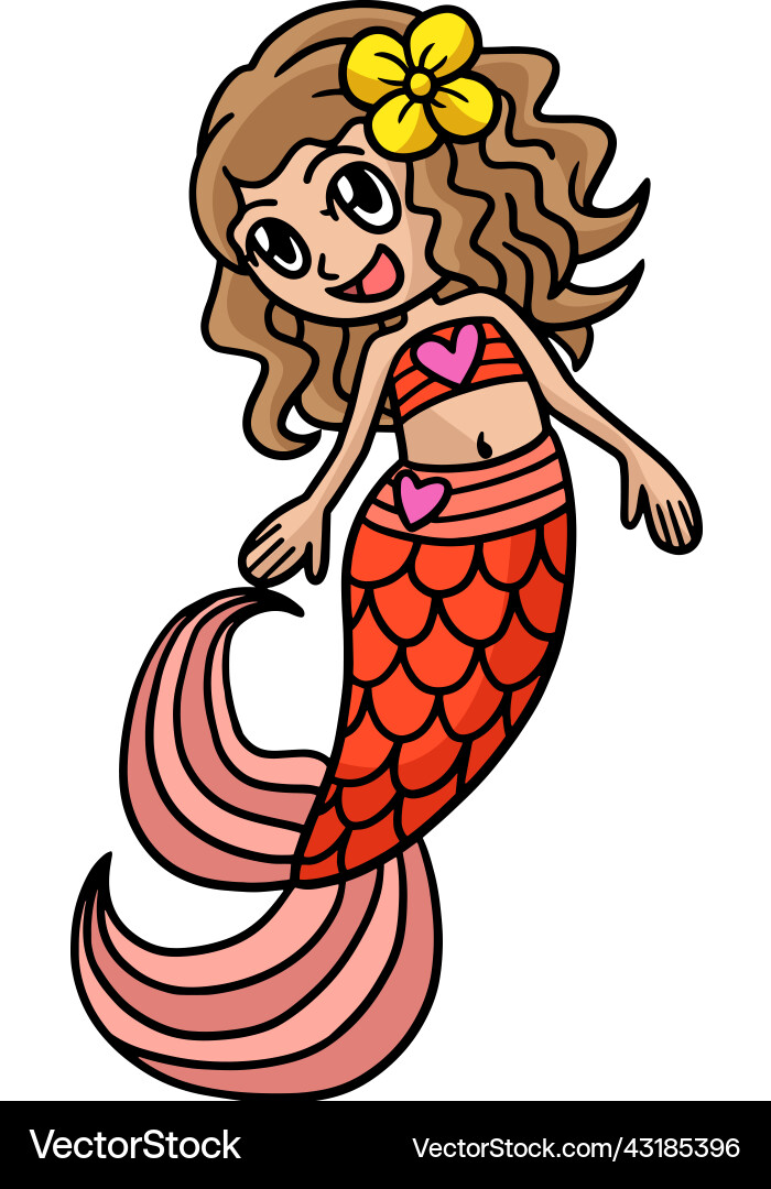 Dancing mermaid cartoon colored clipart Royalty Free Vector