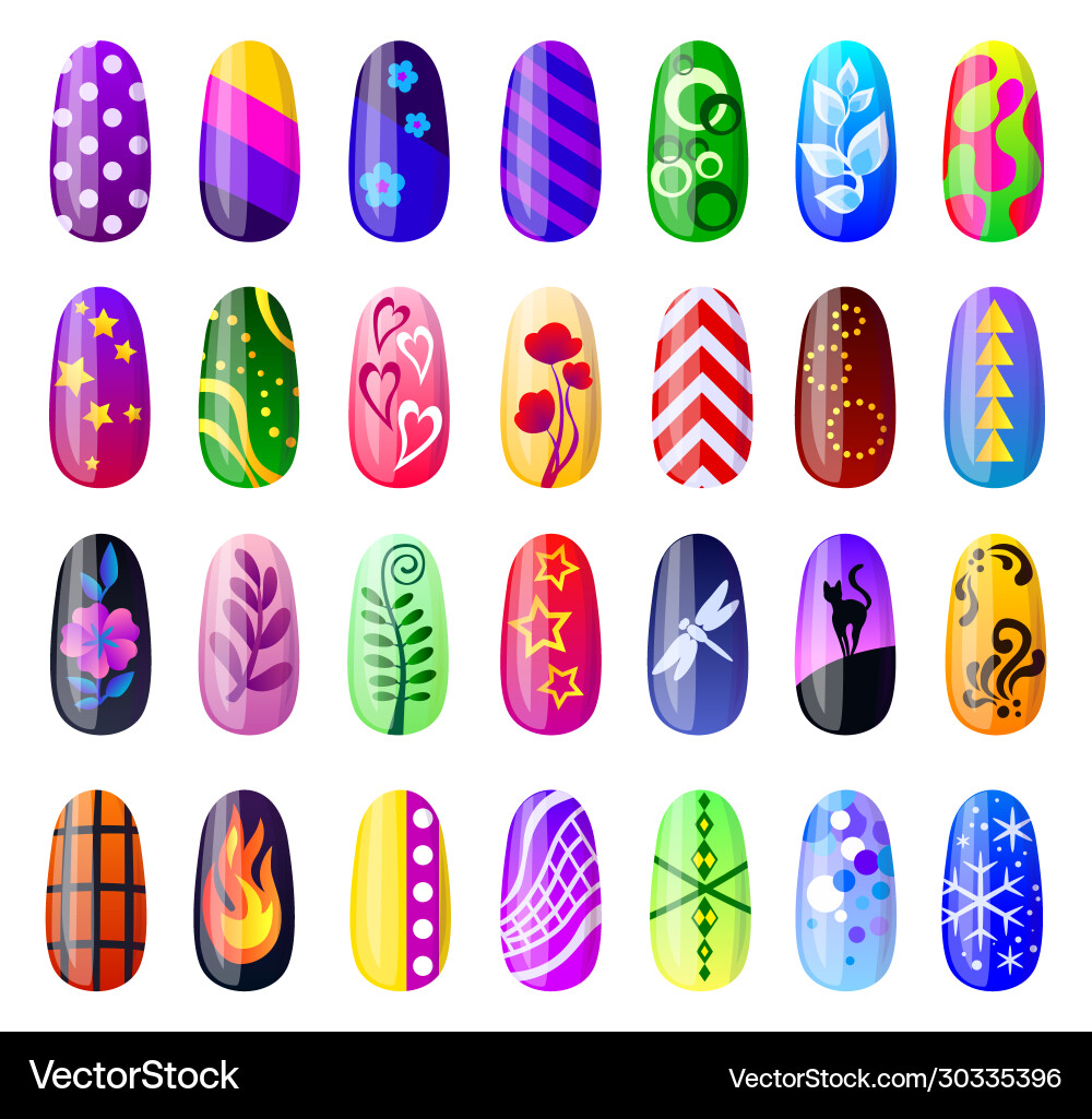 Design nail isolated cartoon set icon Royalty Free Vector