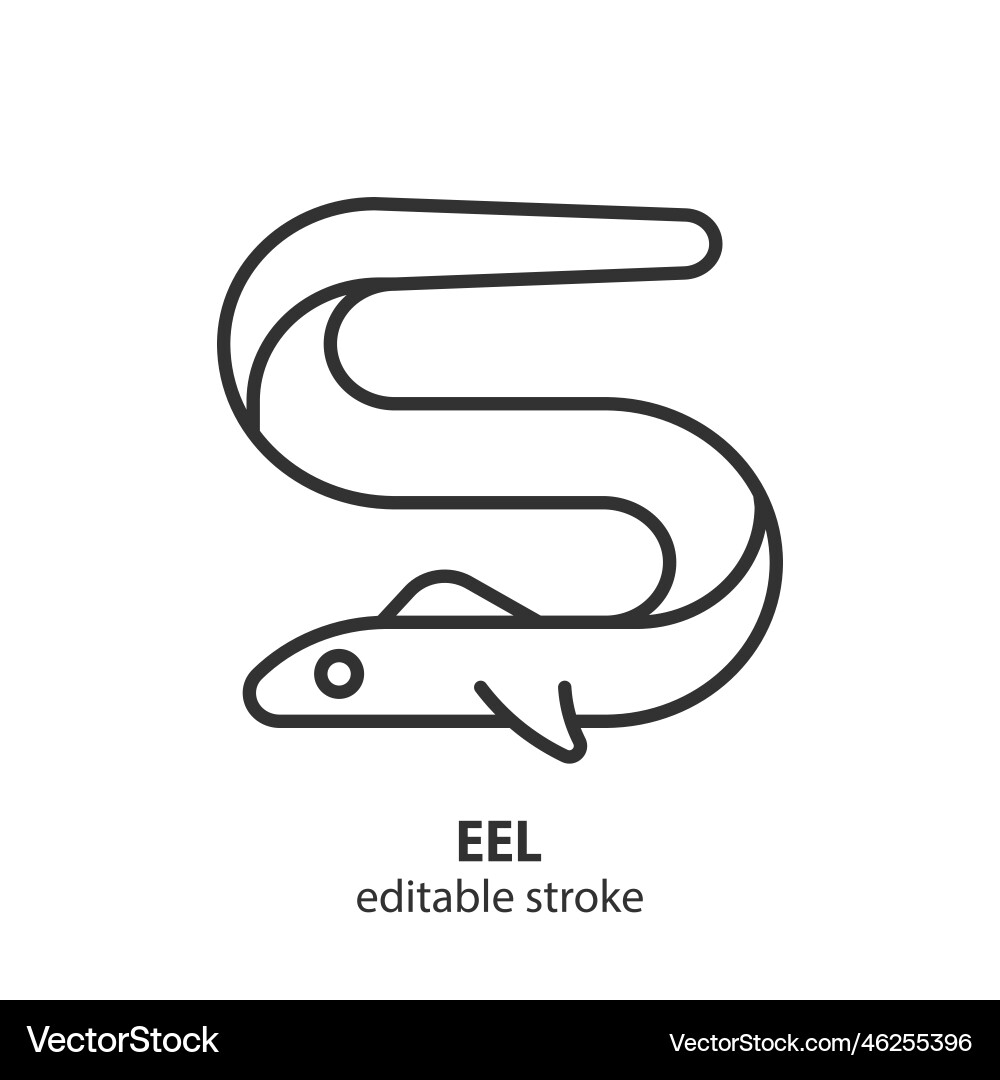 Eel line icon seafood outline symbol Royalty Free Vector