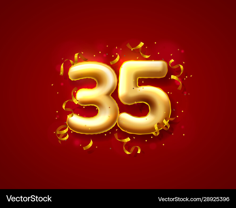 Festive ceremony balloons 35th numbers Royalty Free Vector