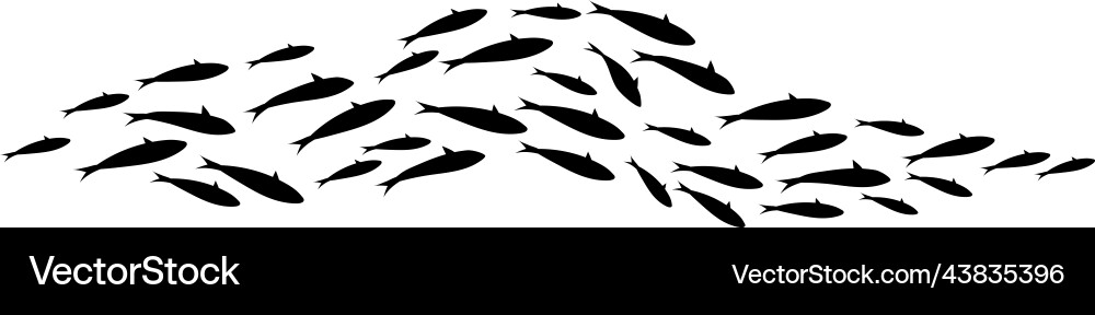 Fish group swim curve underwater school icon Vector Image