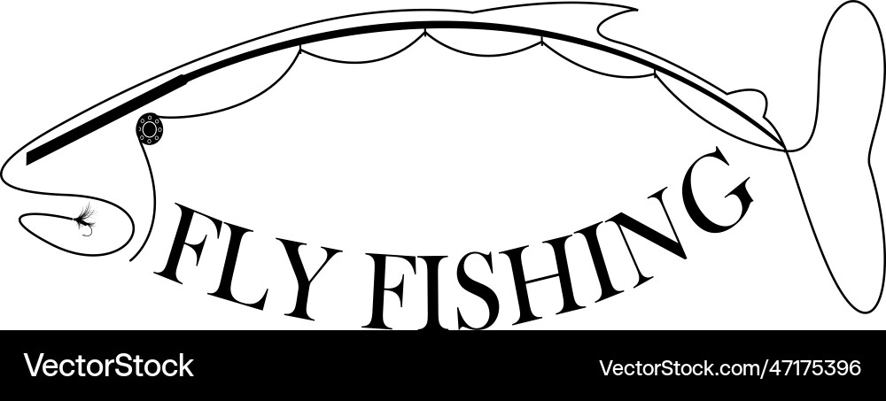 Fishinggraphic fly fishing Royalty Free Vector Image
