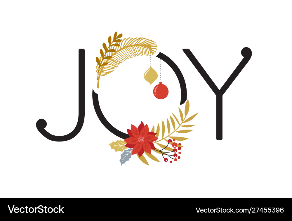 Joy merry christmas card with lettering Royalty Free Vector