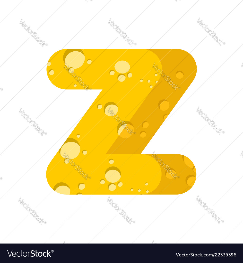 Letter z cheese font symbol of cheesy alphabet Vector Image