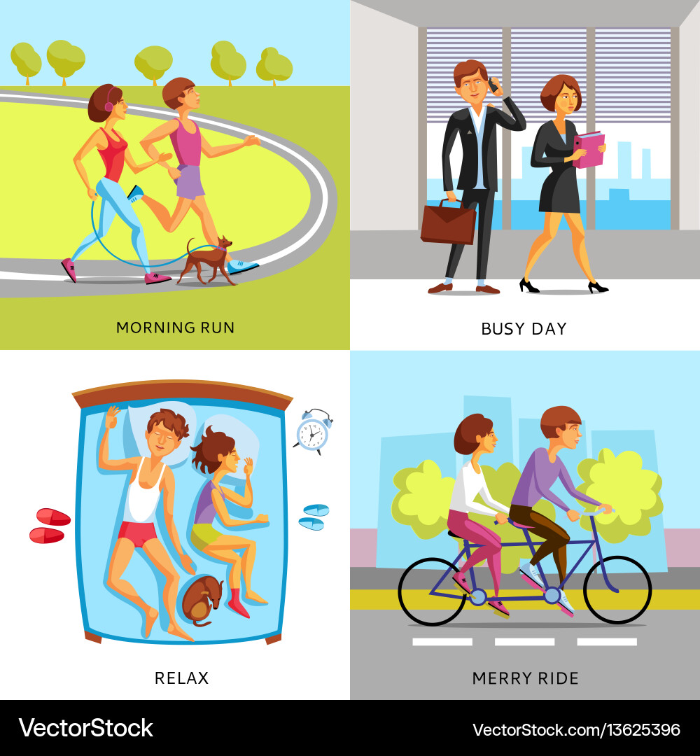 Lifestyle people 2x2 compositions Royalty Free Vector Image