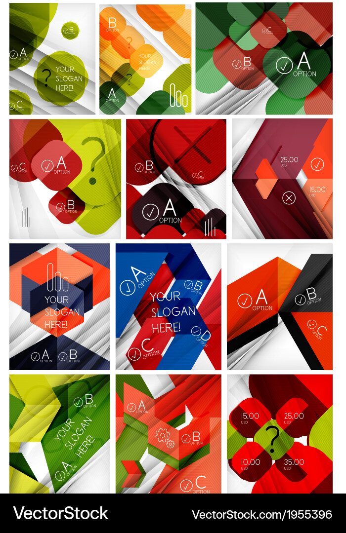 Mega set of paper geometric backgrounds Royalty Free Vector