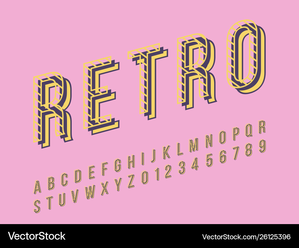 Retro font and alphabet stock Royalty Free Vector Image