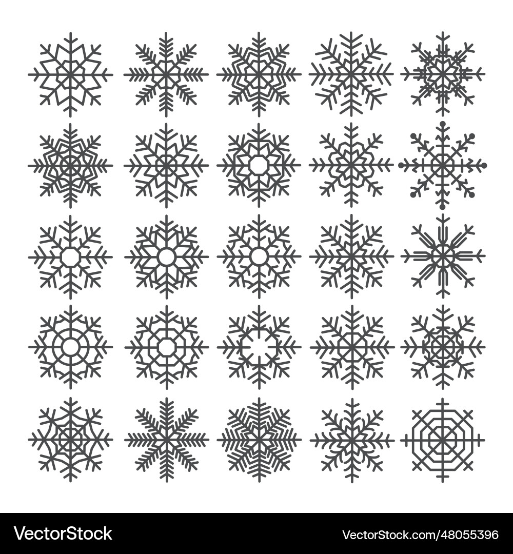 Snowflakes set pack of design Royalty Free Vector Image