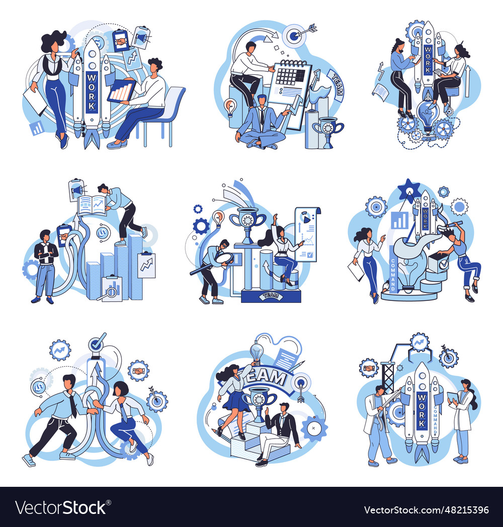 Team solving problems problems research and Vector Image