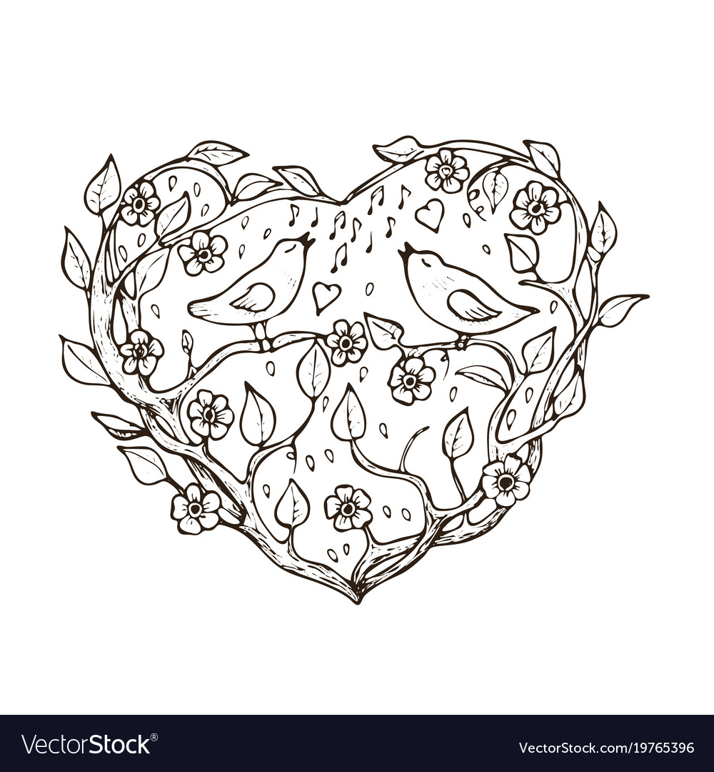 Valentines day hand drawn doodle card Royalty Free Vector