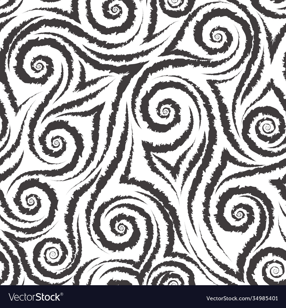 Black smooth lines corners and spirals with torn Vector Image