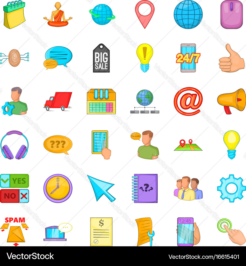 Calling phone icons set cartoon style Royalty Free Vector