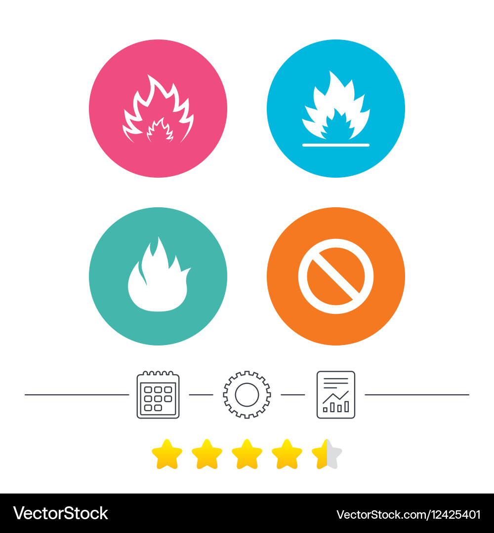 Fire flame icons prohibition stop symbol Vector Image