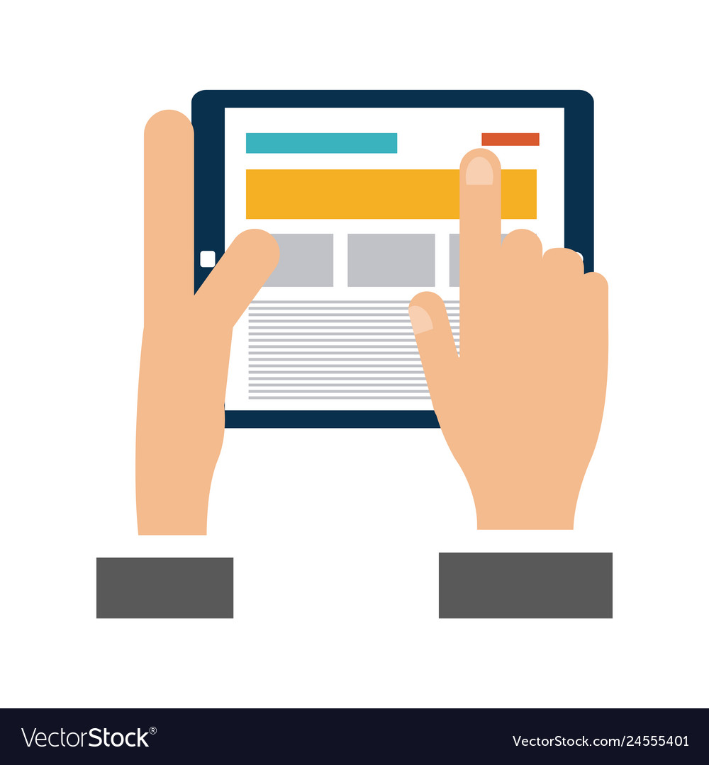 Hands using tablet Royalty Free Vector Image - VectorStock