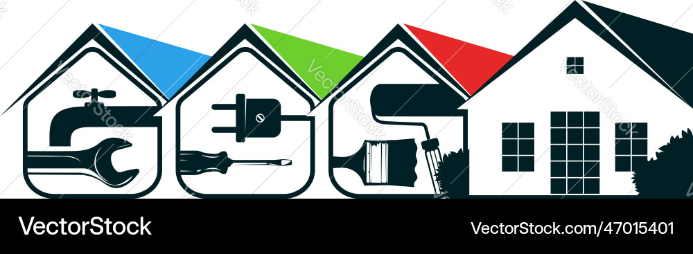 House and tool for repair and construction Vector Image