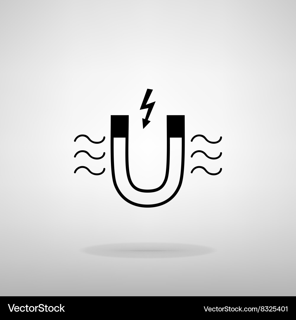 Icon of magnet with magnetic force indication Vector Image