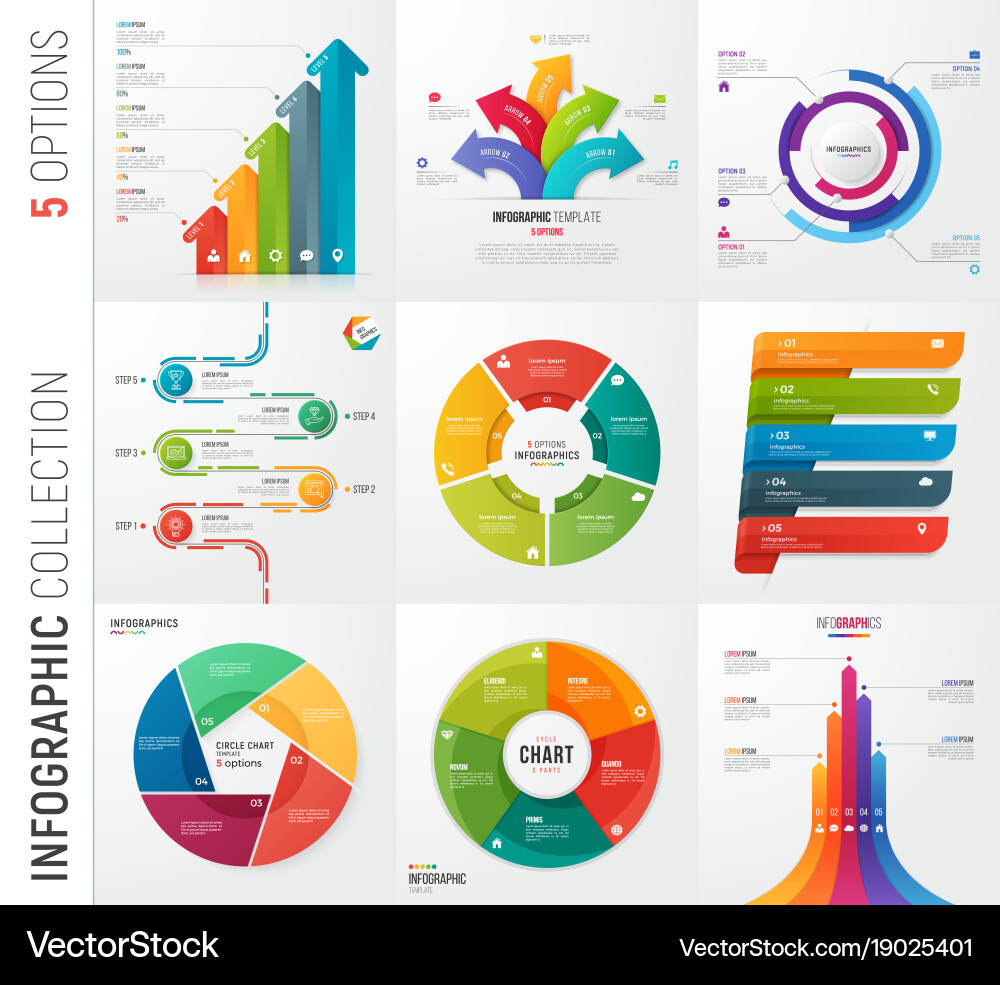 Infographic collection of 5 options Royalty Free Vector