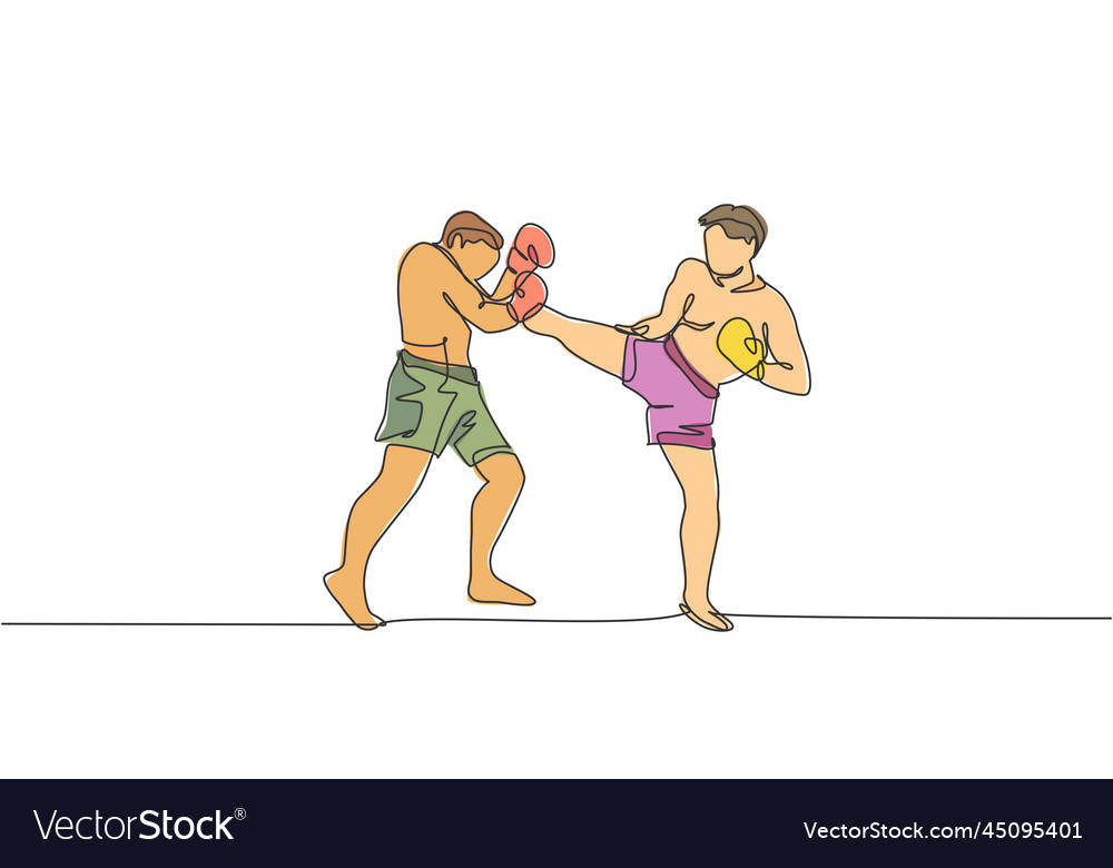 One single line drawing of young energetic man Vector Image