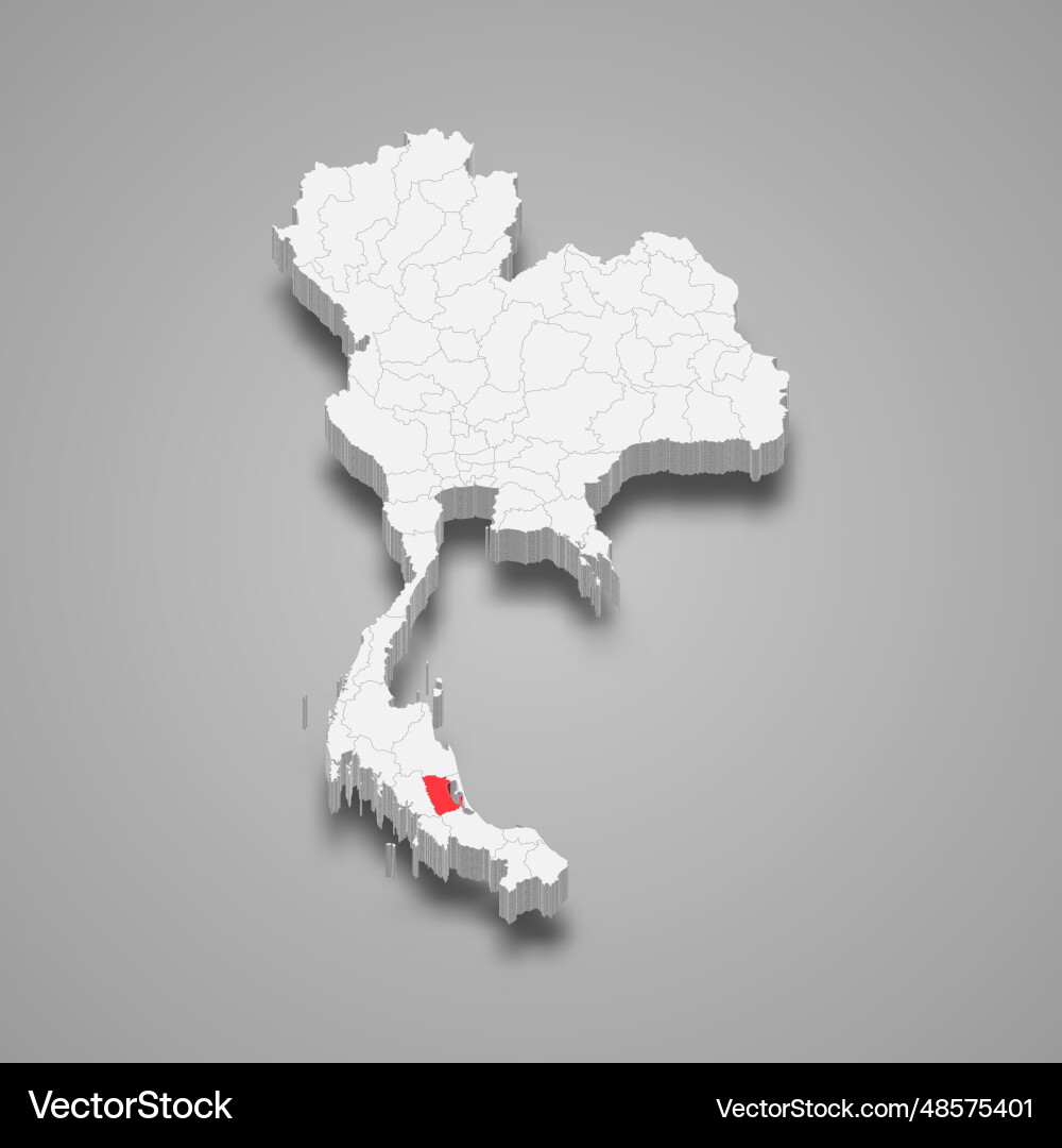 Phatthalung province location thailand 3d map Vector Image