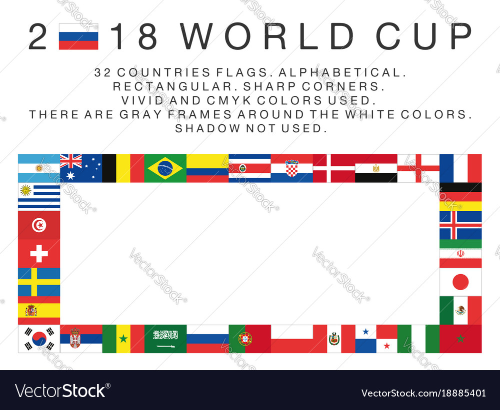 Rectangular flags 2018 world cup countries Vector Image