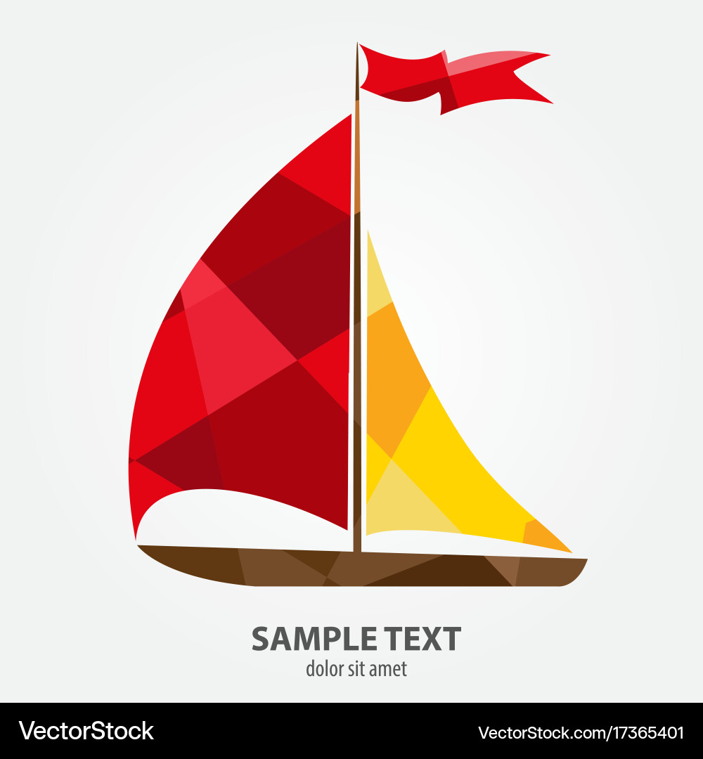 Sailboat with yellow and red sails Royalty Free Vector Image