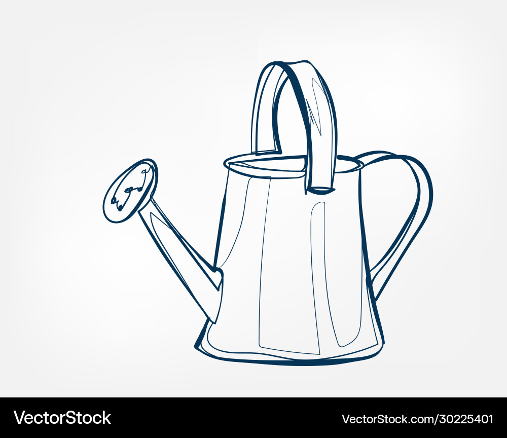 Watering can art line isolated doodle Royalty Free Vector