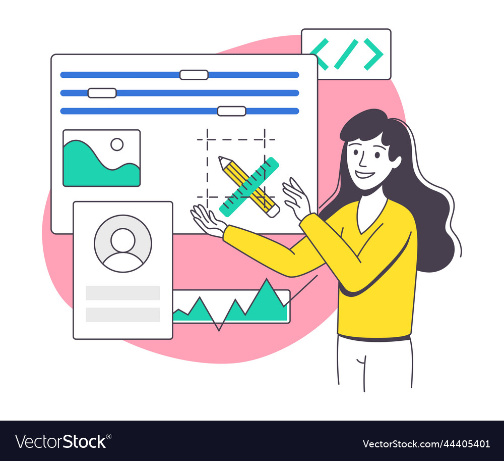 Woman app dev professional developing software Vector Image