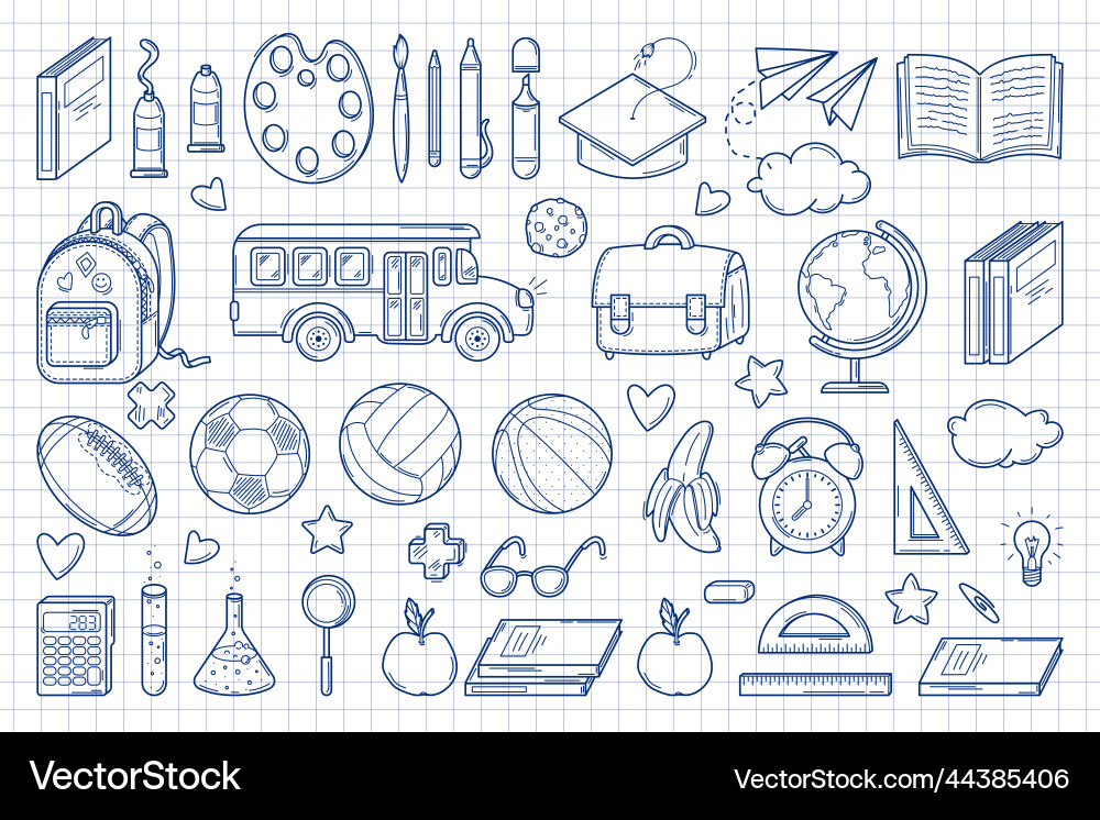 Back to school huge set of bus Royalty Free Vector Image