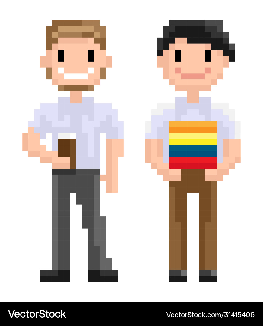 Character pixel 8 bit game man and woman Vector Image