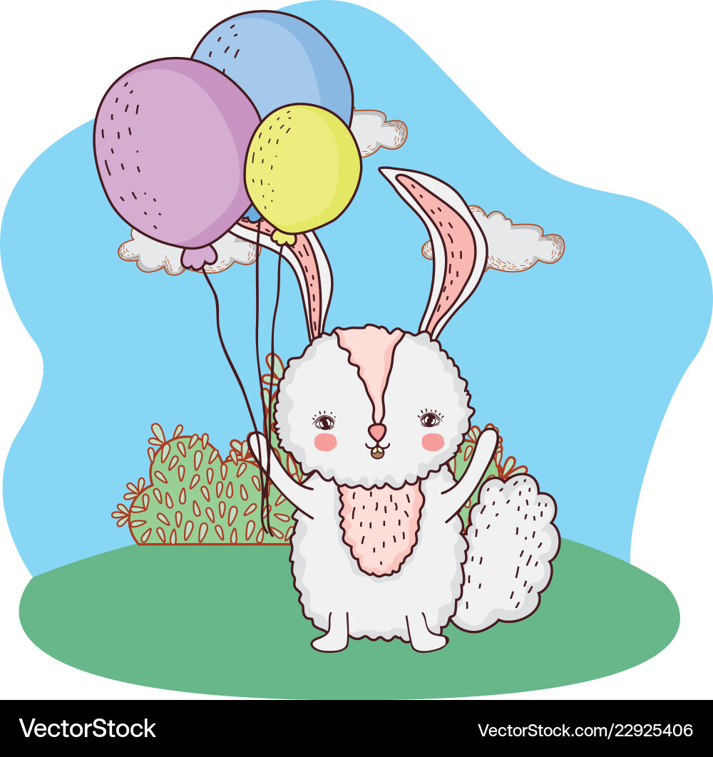 Cute little rabbit with balloons helium Royalty Free Vector