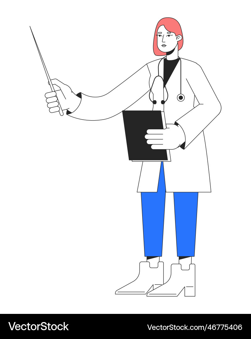 Female medical specialist holding pointer stick Vector Image