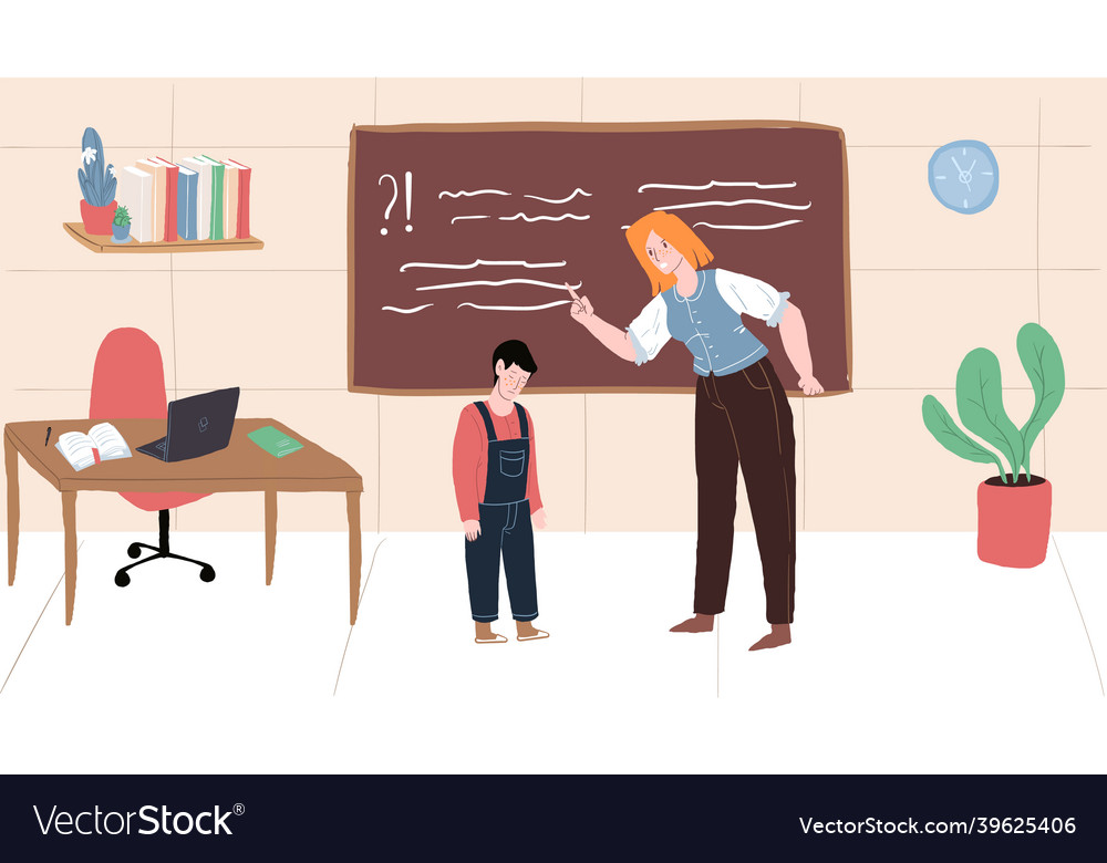 Flat cartoon teacher and student characters Vector Image Flat cartoon teacher and student characters Vector Image