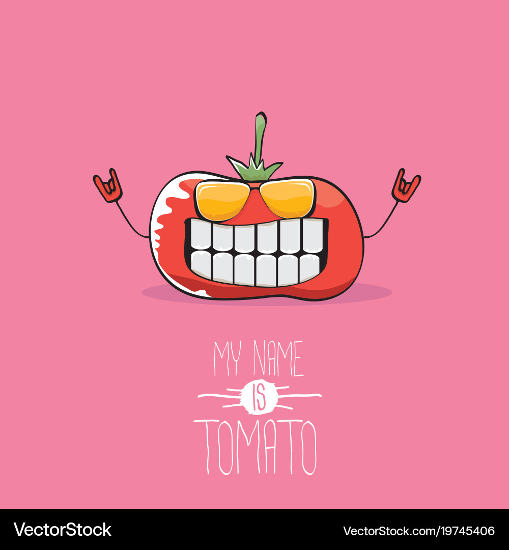 Funny cartoon cute red smiling tomato Royalty Free Vector