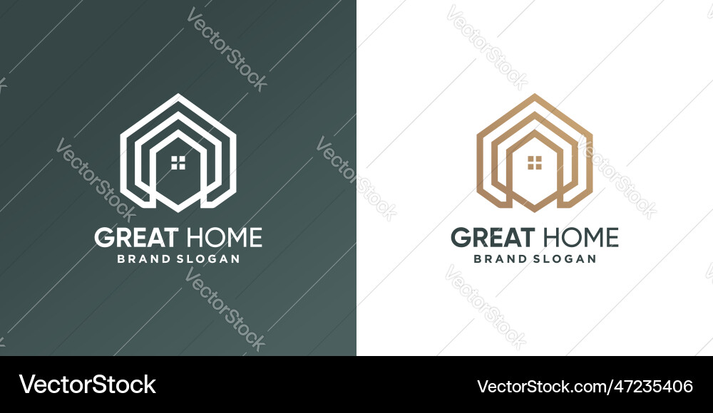 House logo with modern geometry line art style Vector Image