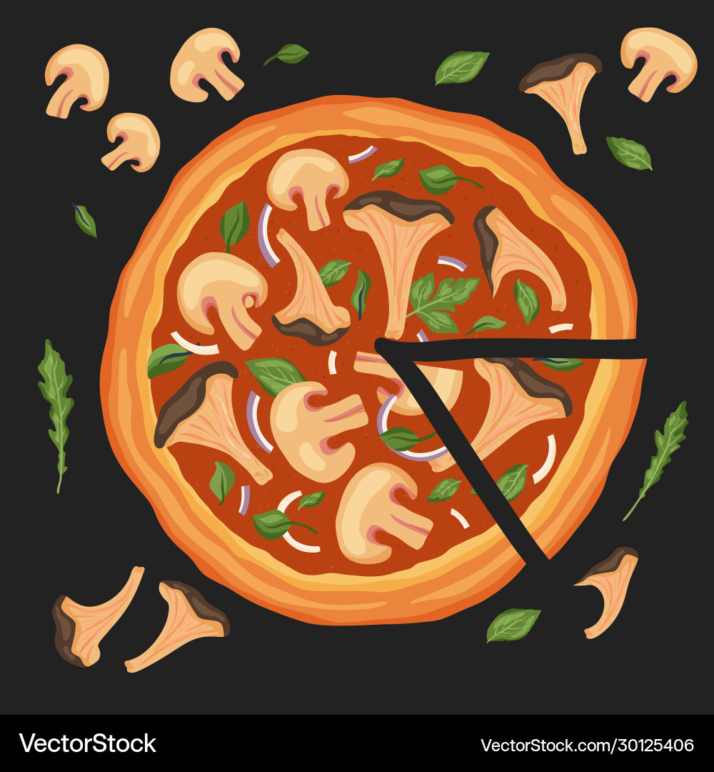 Italian cheese mushroom pizza Royalty Free Vector Image