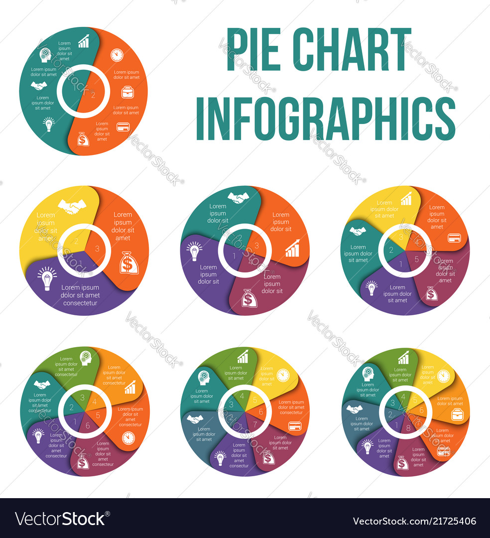Pie chart diagram data elements for template Vector Image