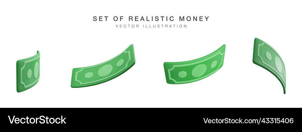 Realistic banknote currency in cartoon style 3d Vector Image