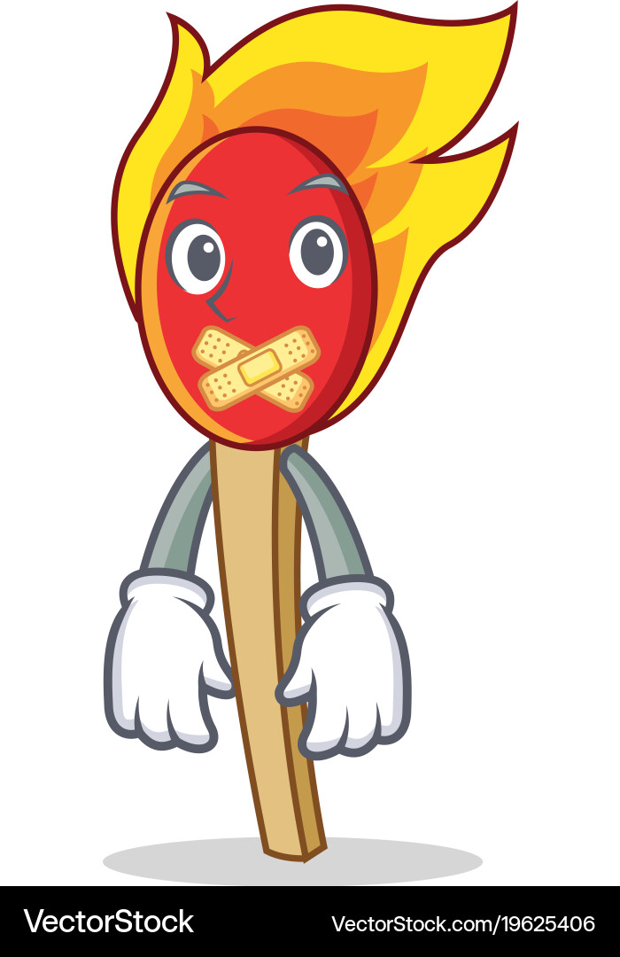 Silent match stick mascot cartoon Royalty Free Vector Image