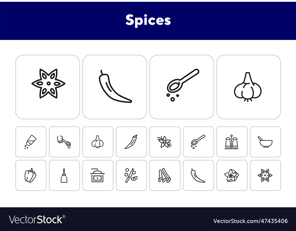 Spices icon set Royalty Free Vector Image - VectorStock