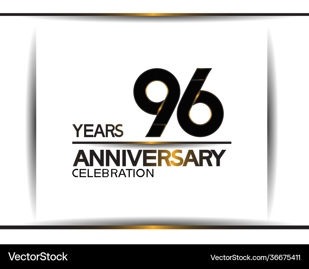 96 years anniversary black color simple design Vector Image