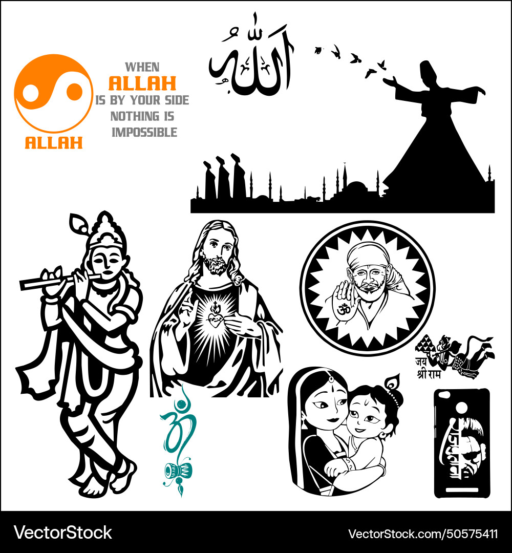 All religious sign and logo Royalty Free Vector Image