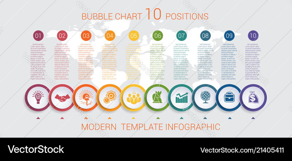 Charts infographic step by step 10 positions Vector Image